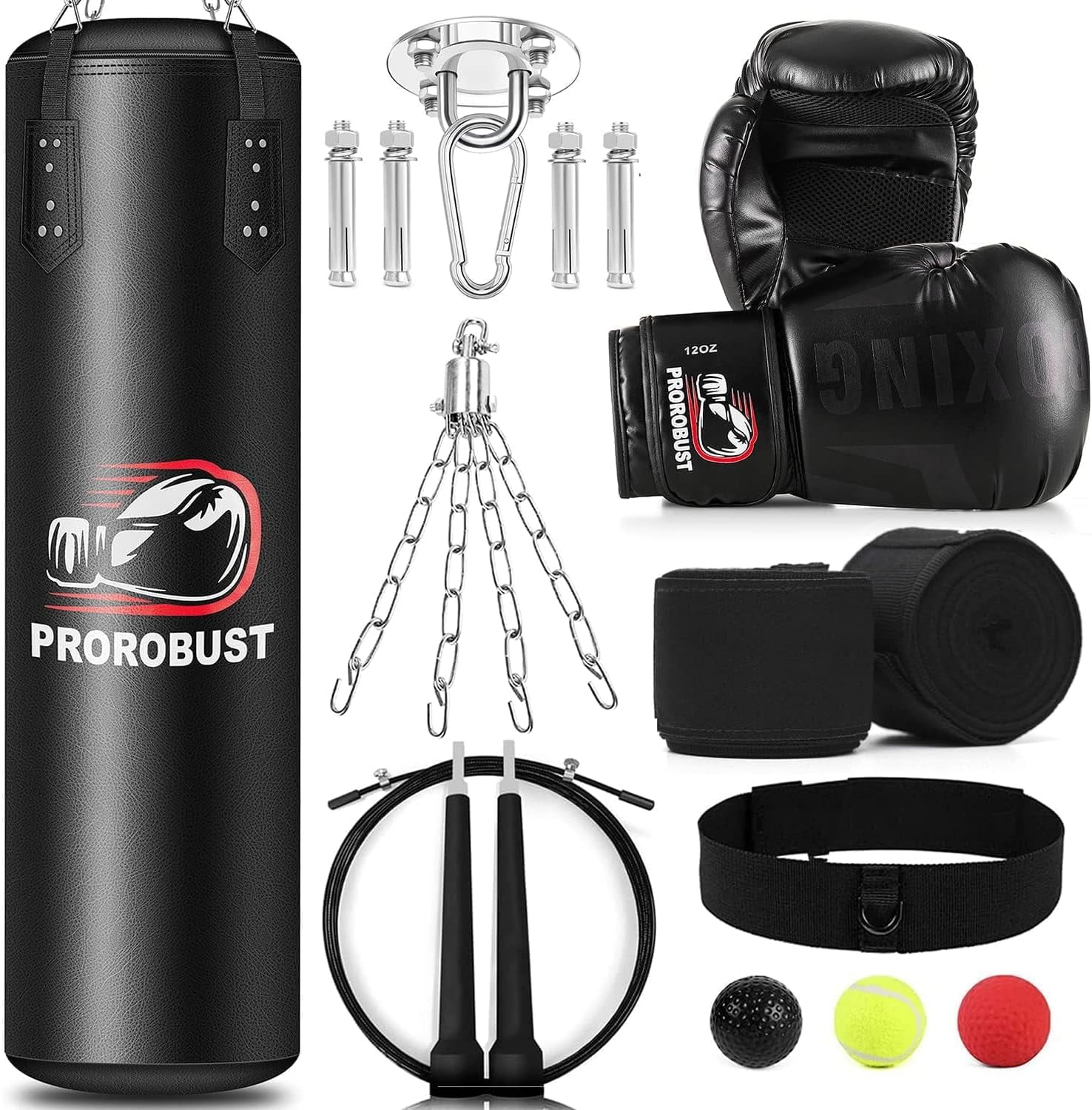 Punching Bag for Adults, 4ft PU Heavy Boxing Bag Set with 12OZ Gloves ...