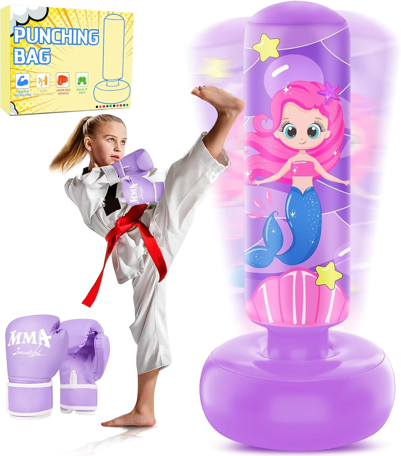 Punching Bag for Kids,160cm Inflatable Kids Punching Bag Free Standing ...