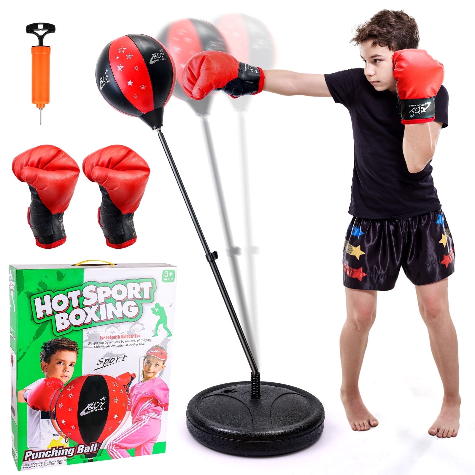 Adjustable Height Punching Bag Kit for Children with Boxing Gloves ...