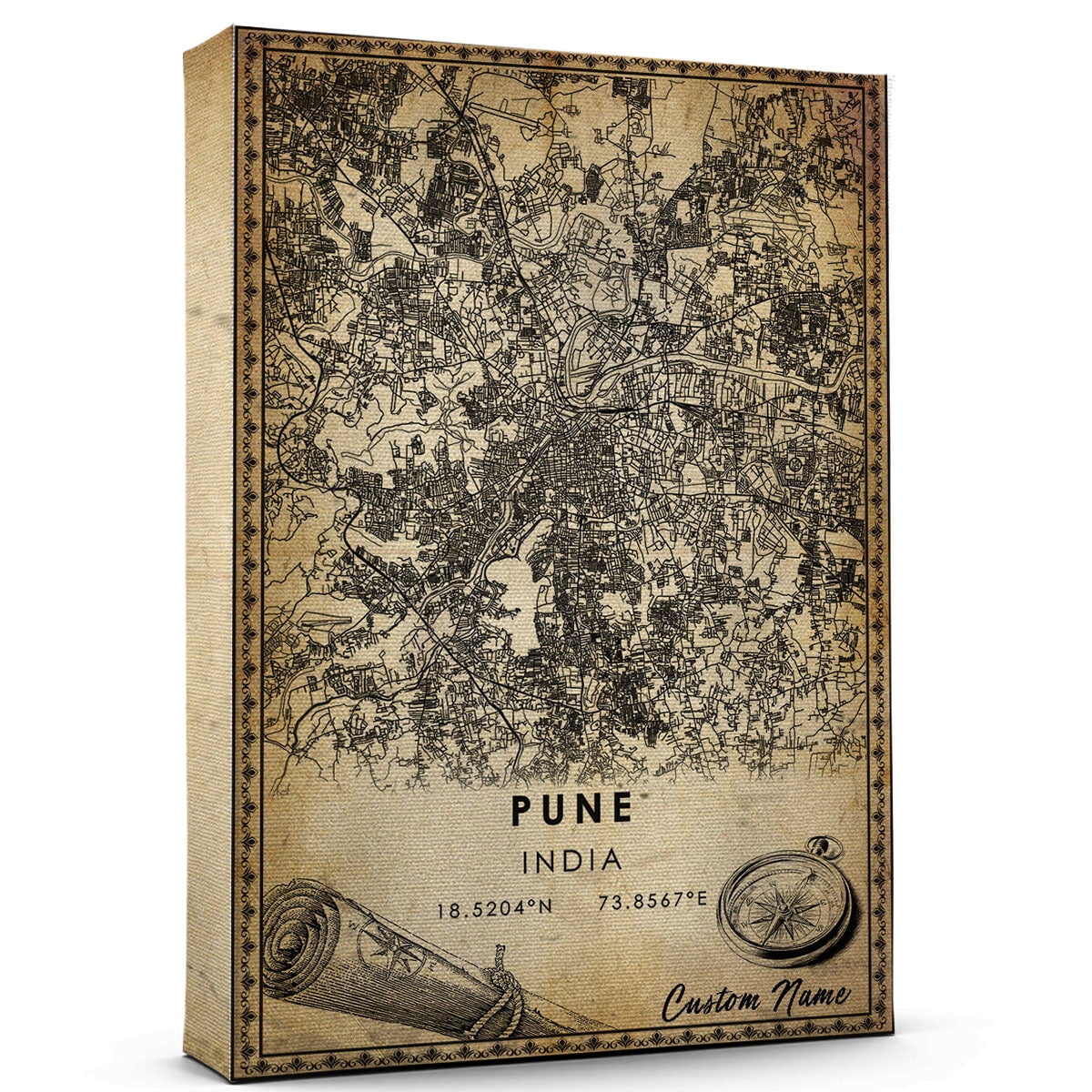 Pune Map Poster, India Map Art Poster, Canvas, Pune Map City vintage ...