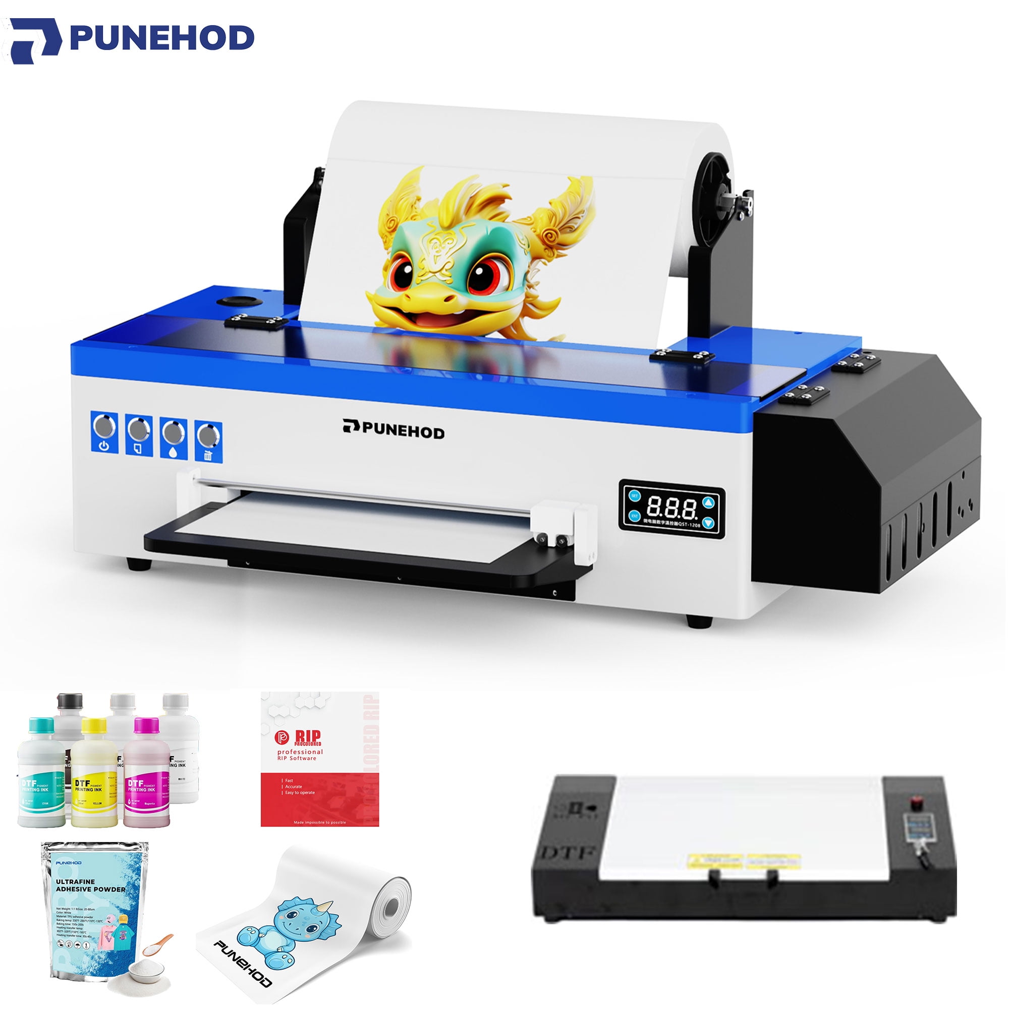 Punehod A3 L1800 DTF Printer DTF Apparel Printing Kit With Oven ( Blue ) - Walmart.com