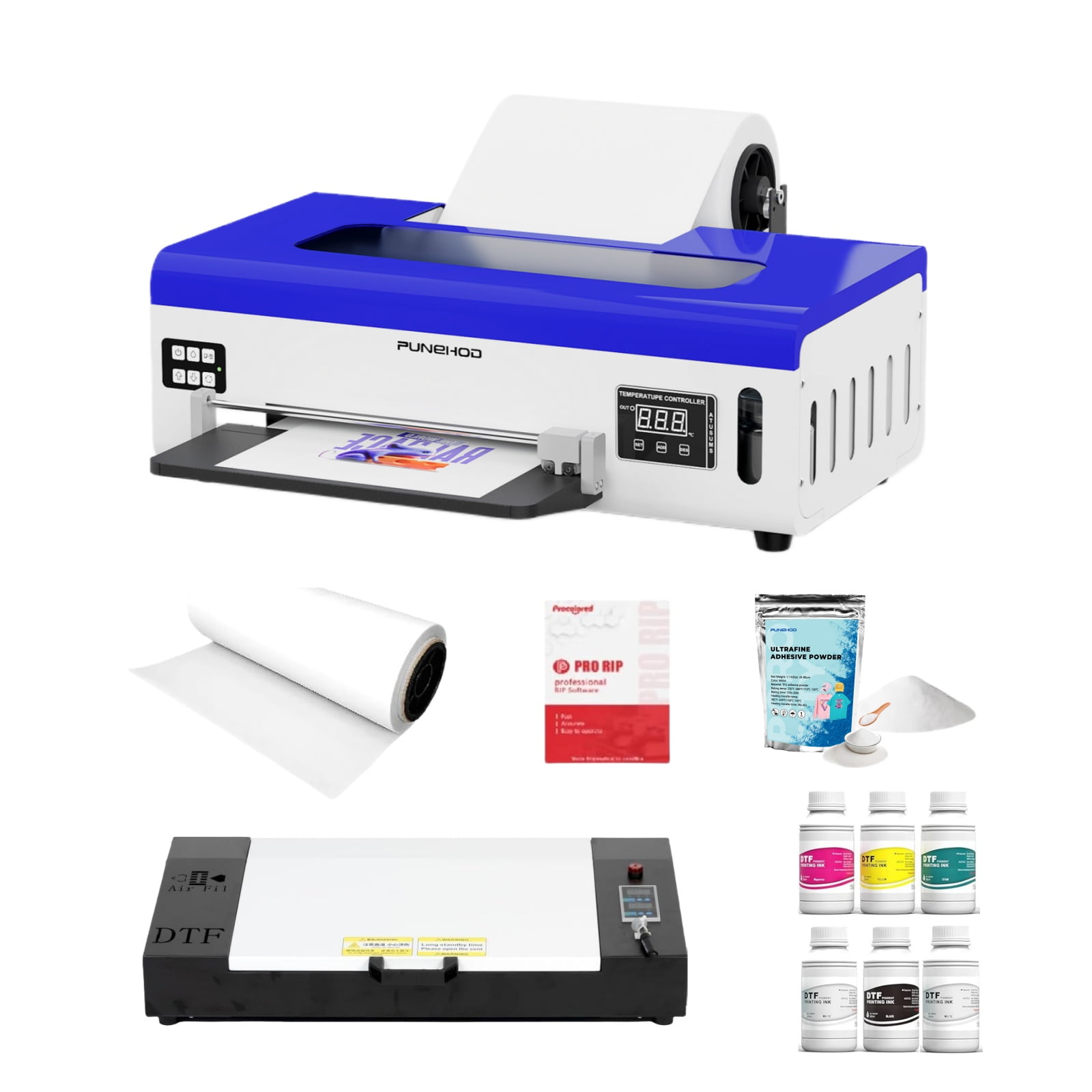 Punehod A4 L800 DTF Printer Blue DTF Transfer Printing Kit with Oven ...