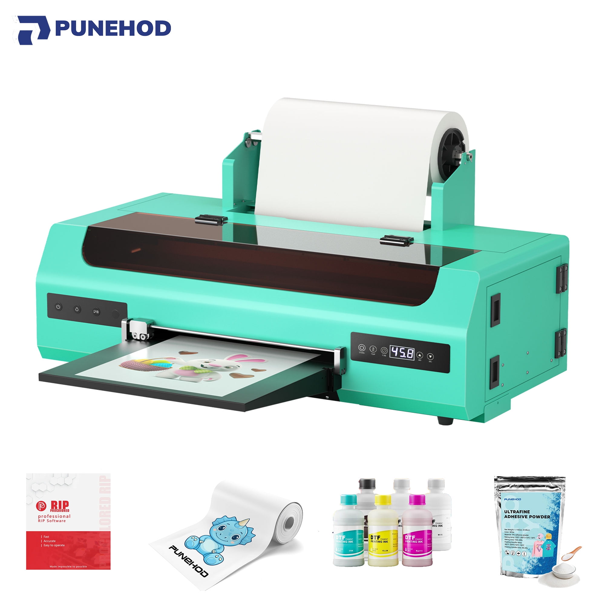 Punehod 13" DTF Printer A3 L1800 DTF Apparel Printing Bundle Kit (Cyan) for DIY Clothing ...