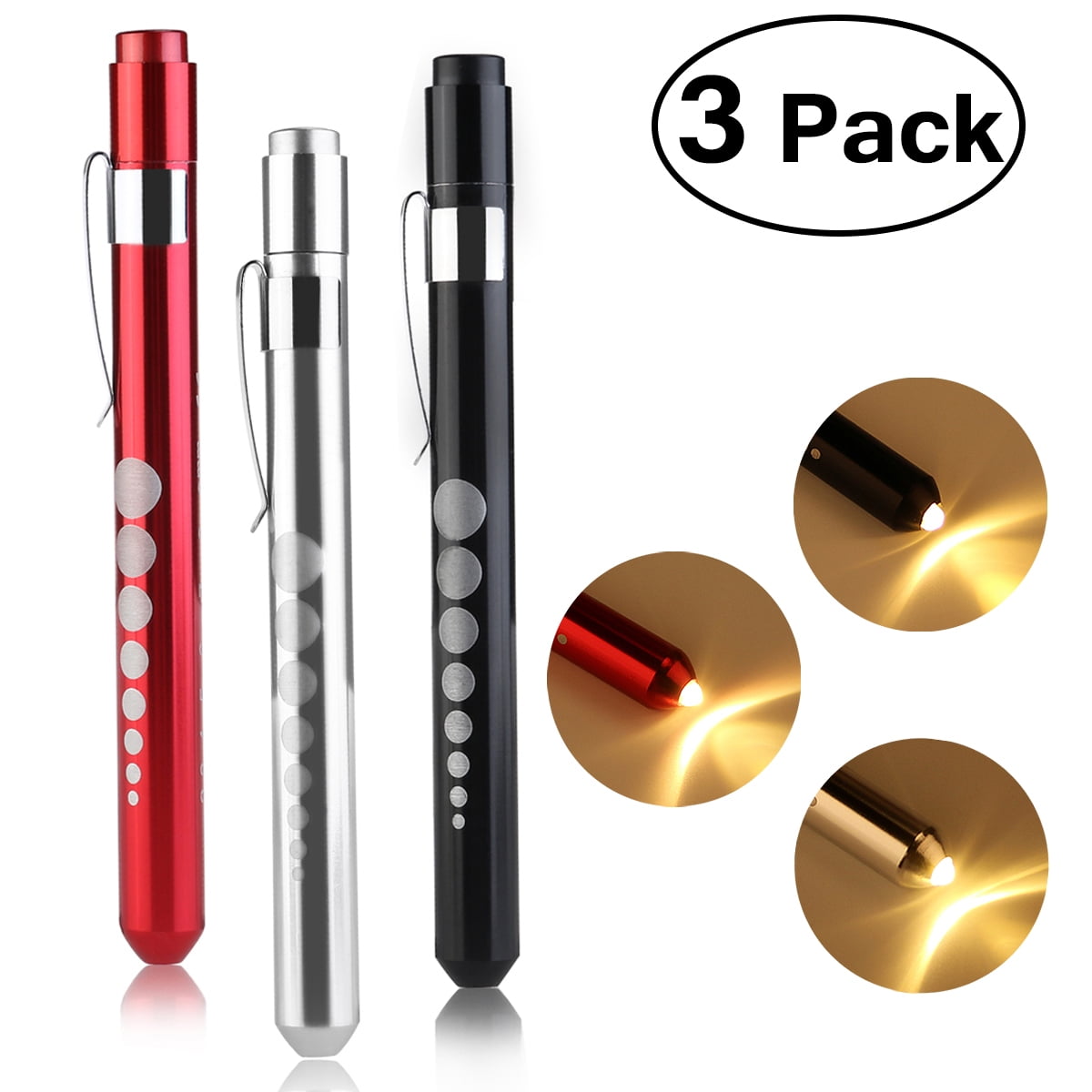 Pungan Penlight PIXNOR 3pcs Reusable LED Penlight with Warm White Light ...