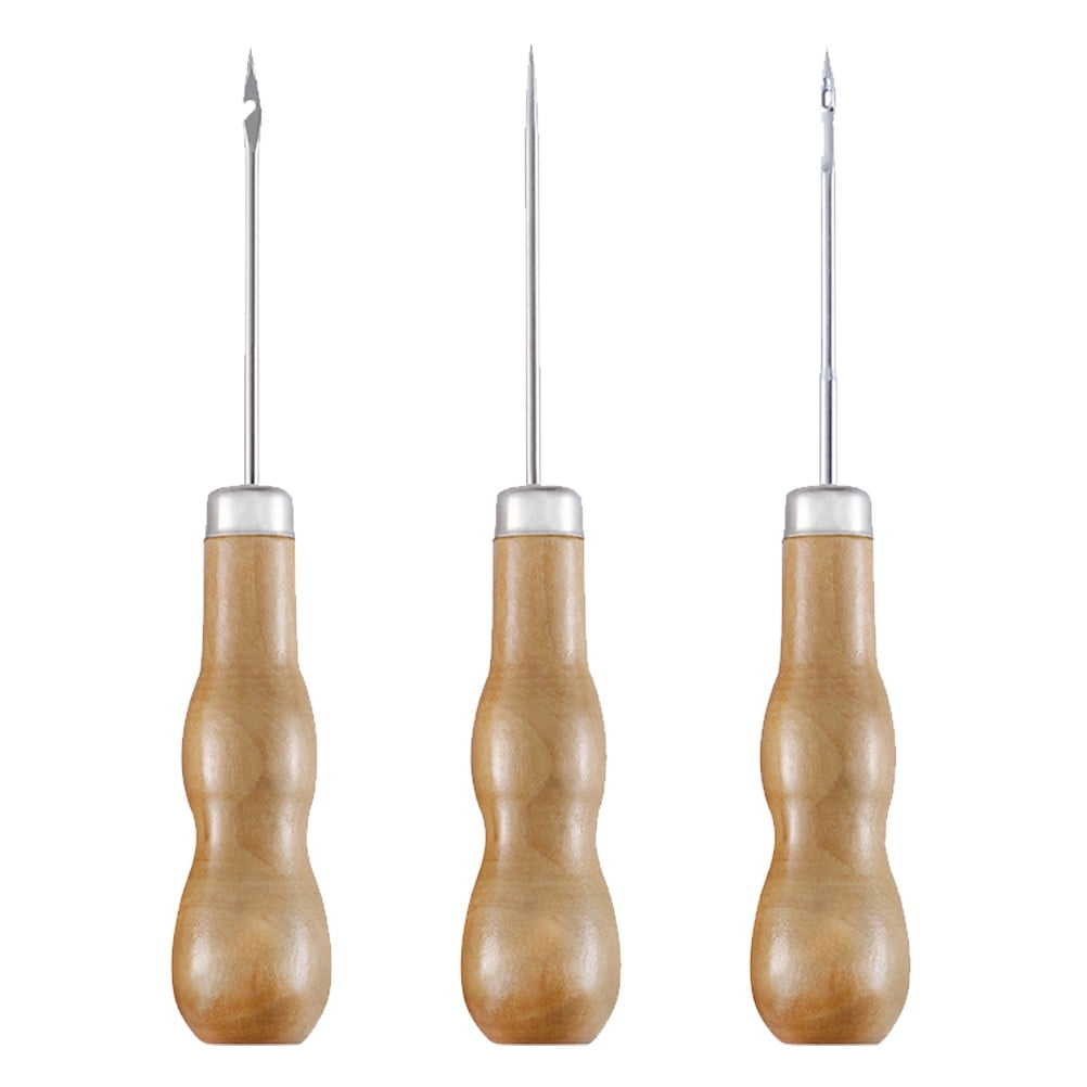 Pungan Stitching Awls 3Pcs DIY Sewing Awls Leather Repair Tools Wooden ...