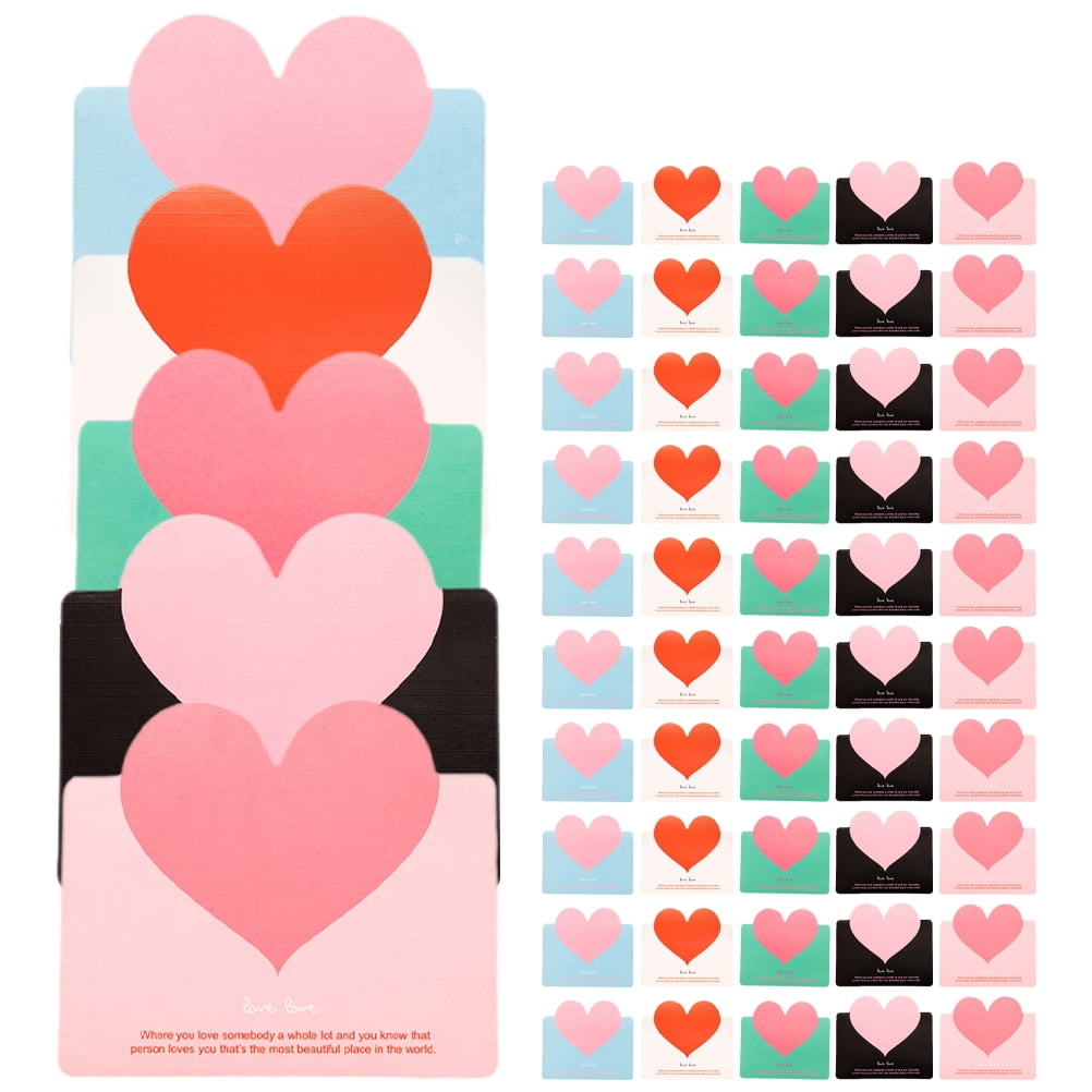 Pungan blessing card 100Pcs Greeting Cards Heart Shape Blessing Card ...