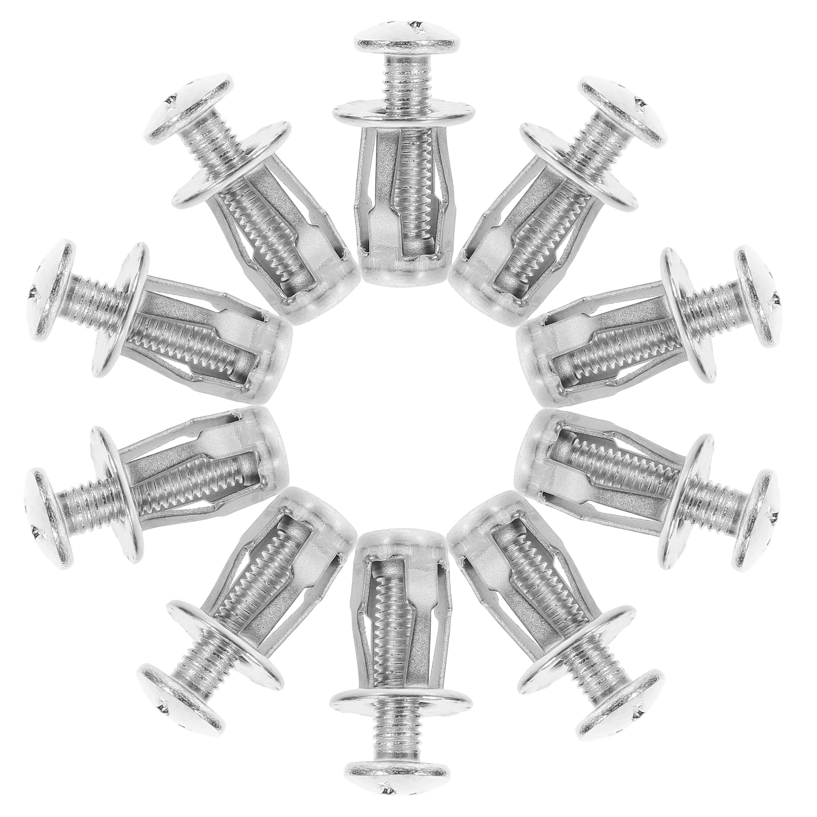 WRISTBIQUE Metal Wall Anchors Door Anchor Screws and Petal Nuts Silver ...