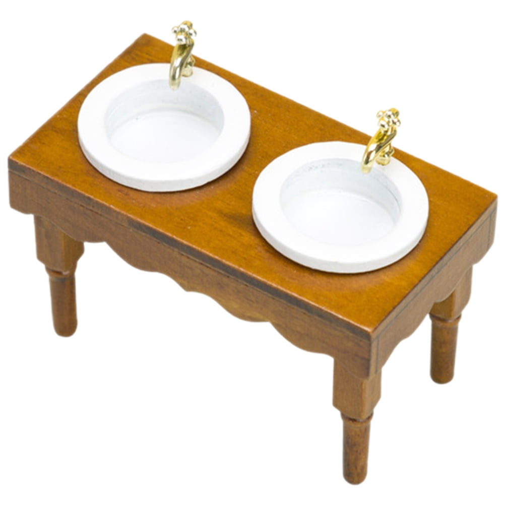 WRISTBIQUE Miniature Dollhouse Miniature Washing Sink Model Double ...