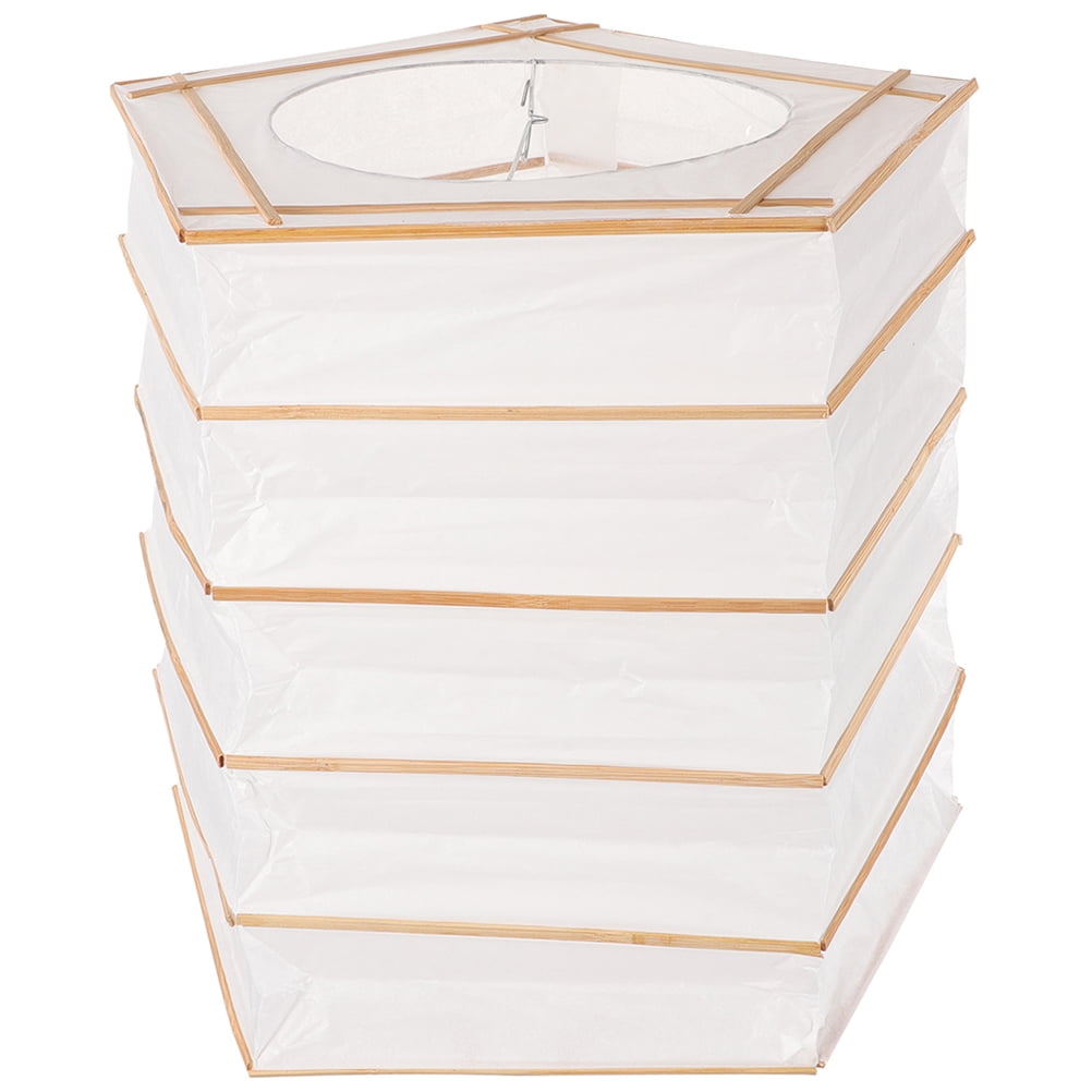 WRISTBIQUE Lantern Lamp Shade White Bamboo Strips 1Set - Walmart.com