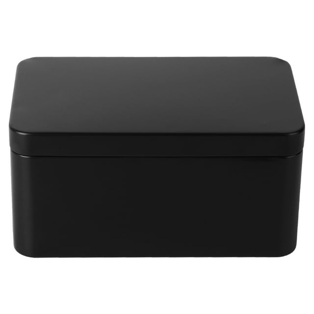 Pungan tinplate box Black Tinplate Tea Container Rectangular Storage Box for Dry Spices and ...