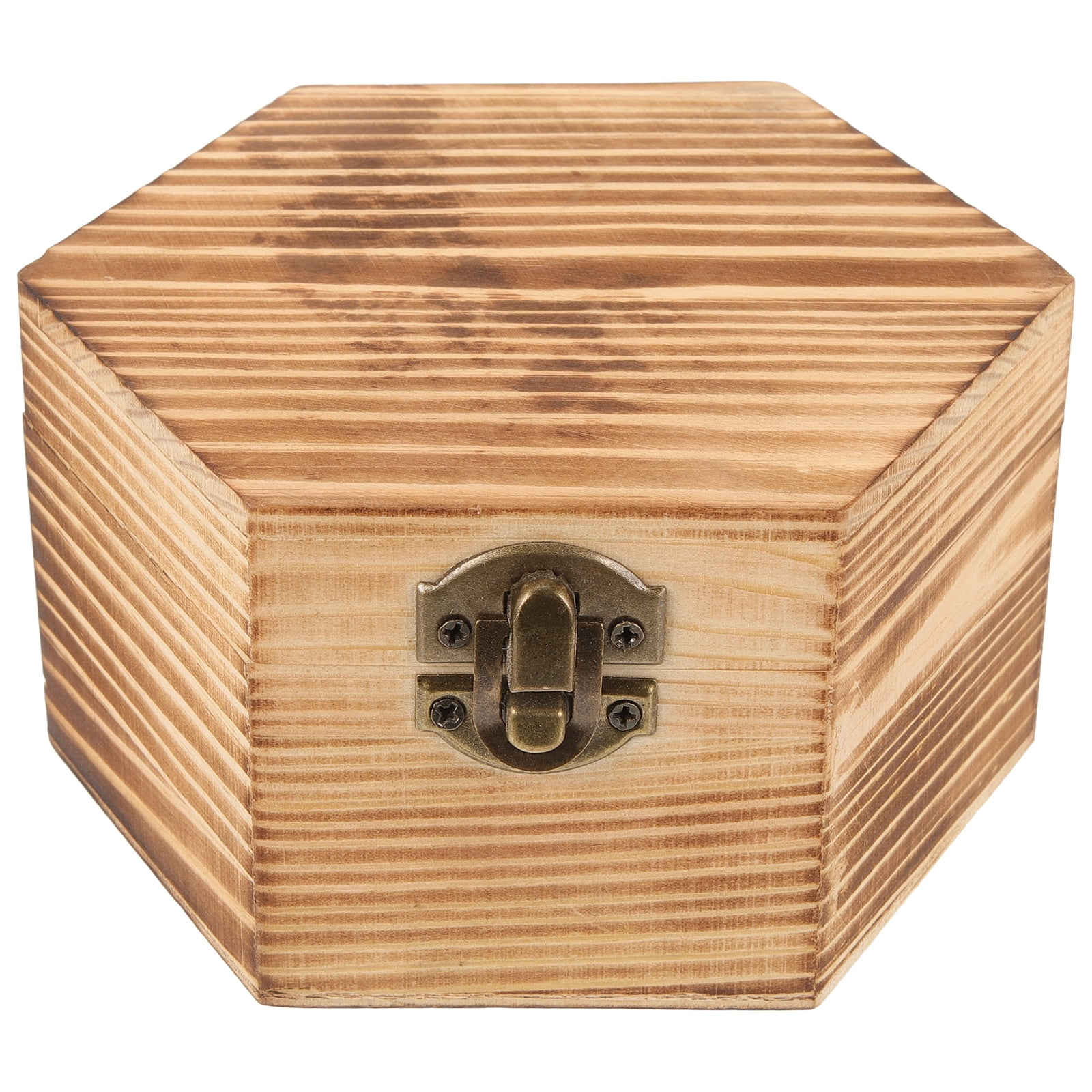 Pungan tiny box Hexagon Wood Jewelry Box with Locking Clasp for Crafts ...
