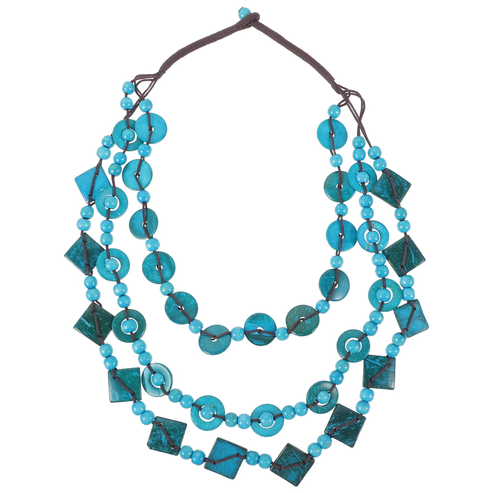 Pungan women Necklace Boho Style Hand-Knitted Wooden Bead Shell Charm ...