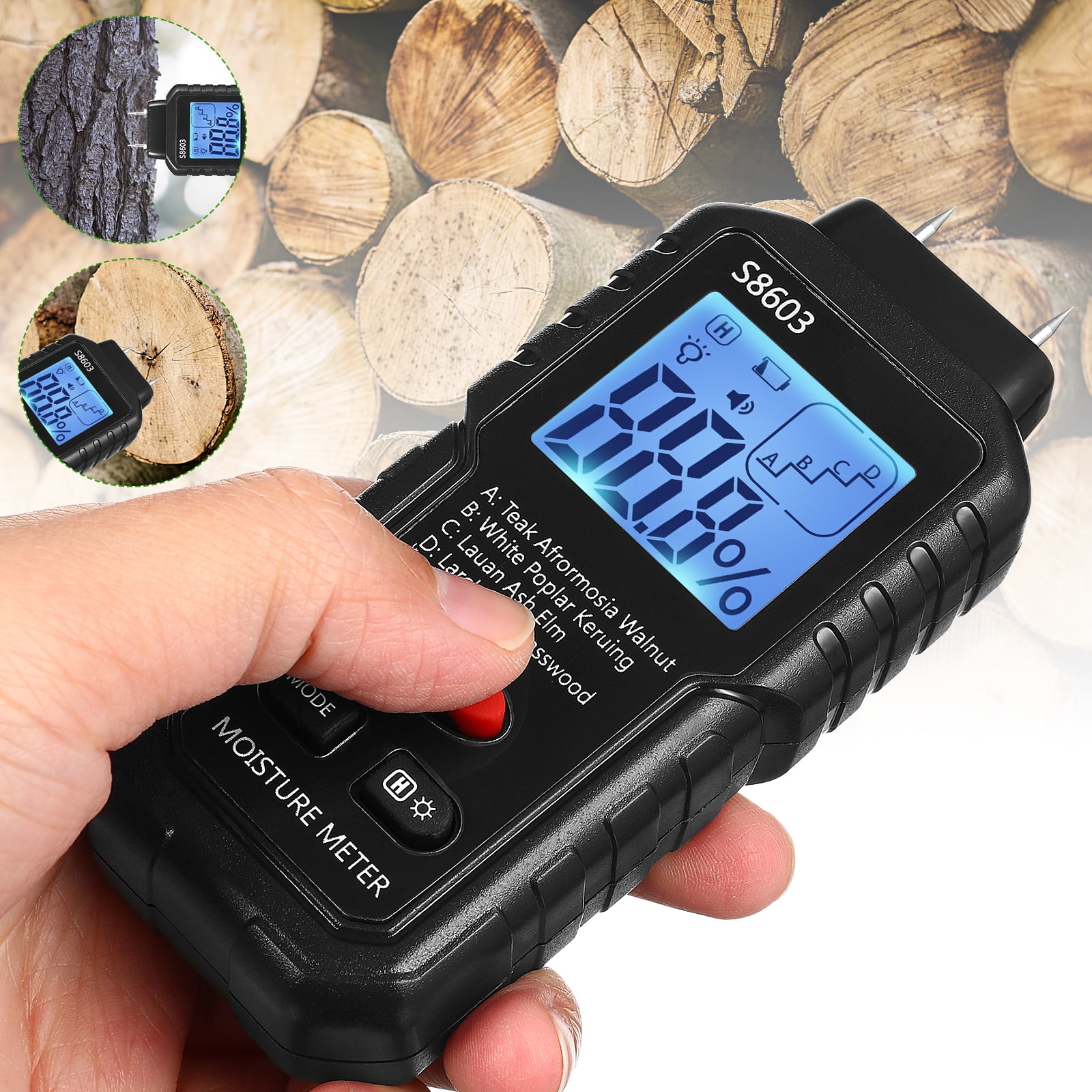 FRCOLOR Wood Moisture Meter Two Pin Style Moisture Tester for Building ...