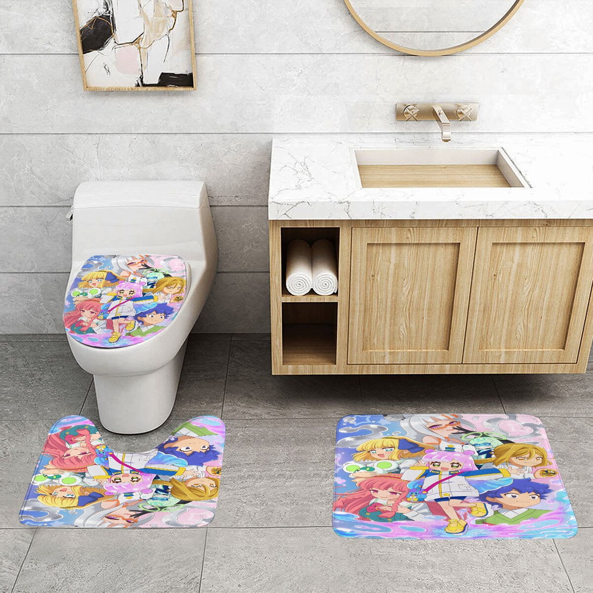 Puniru wa Kawaii Slime floor mat and toilet set is durable,and adds a ...
