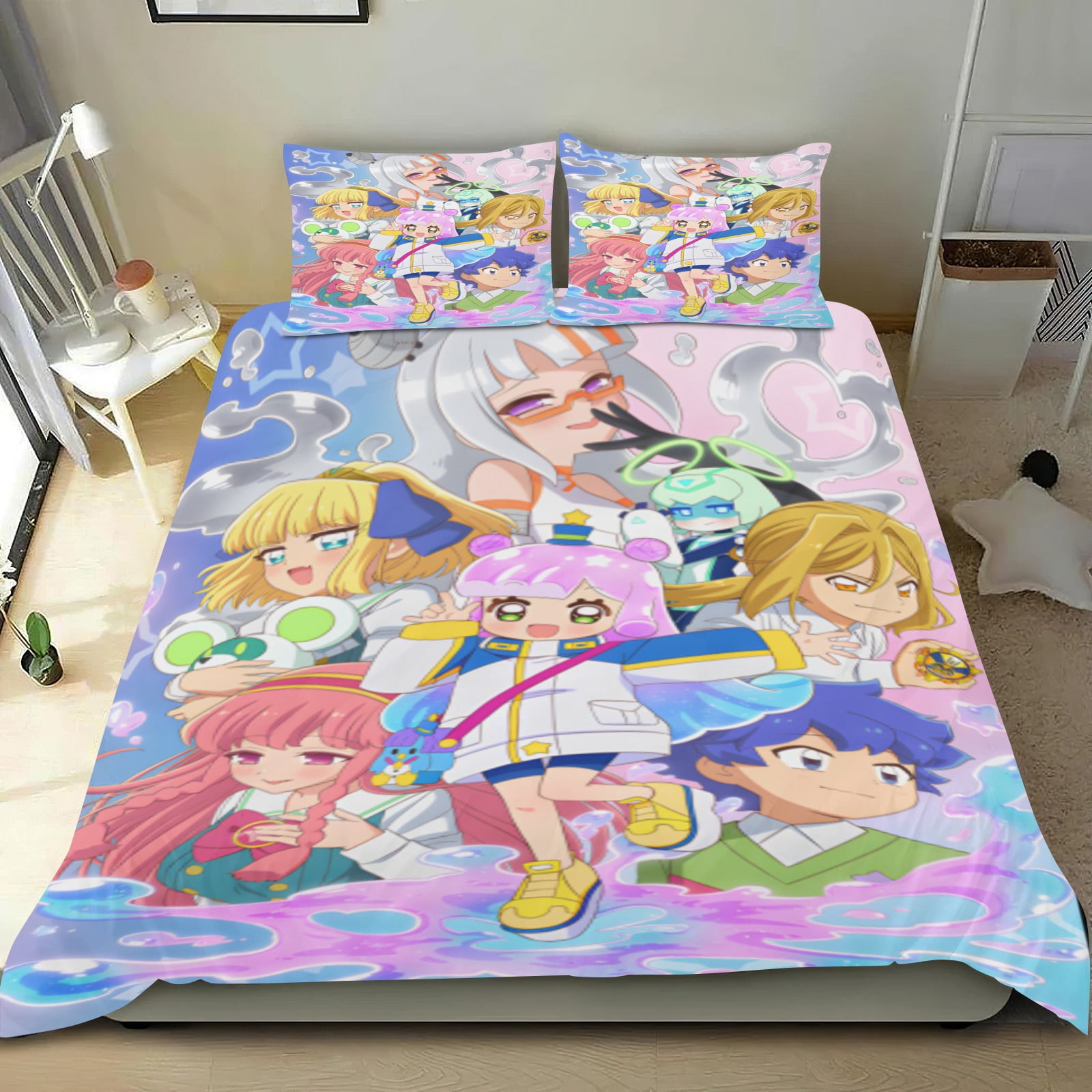 Puniru wa Kawaii Slime thin bedding set has an iconic print,One duvet cover and two pillowcases ...