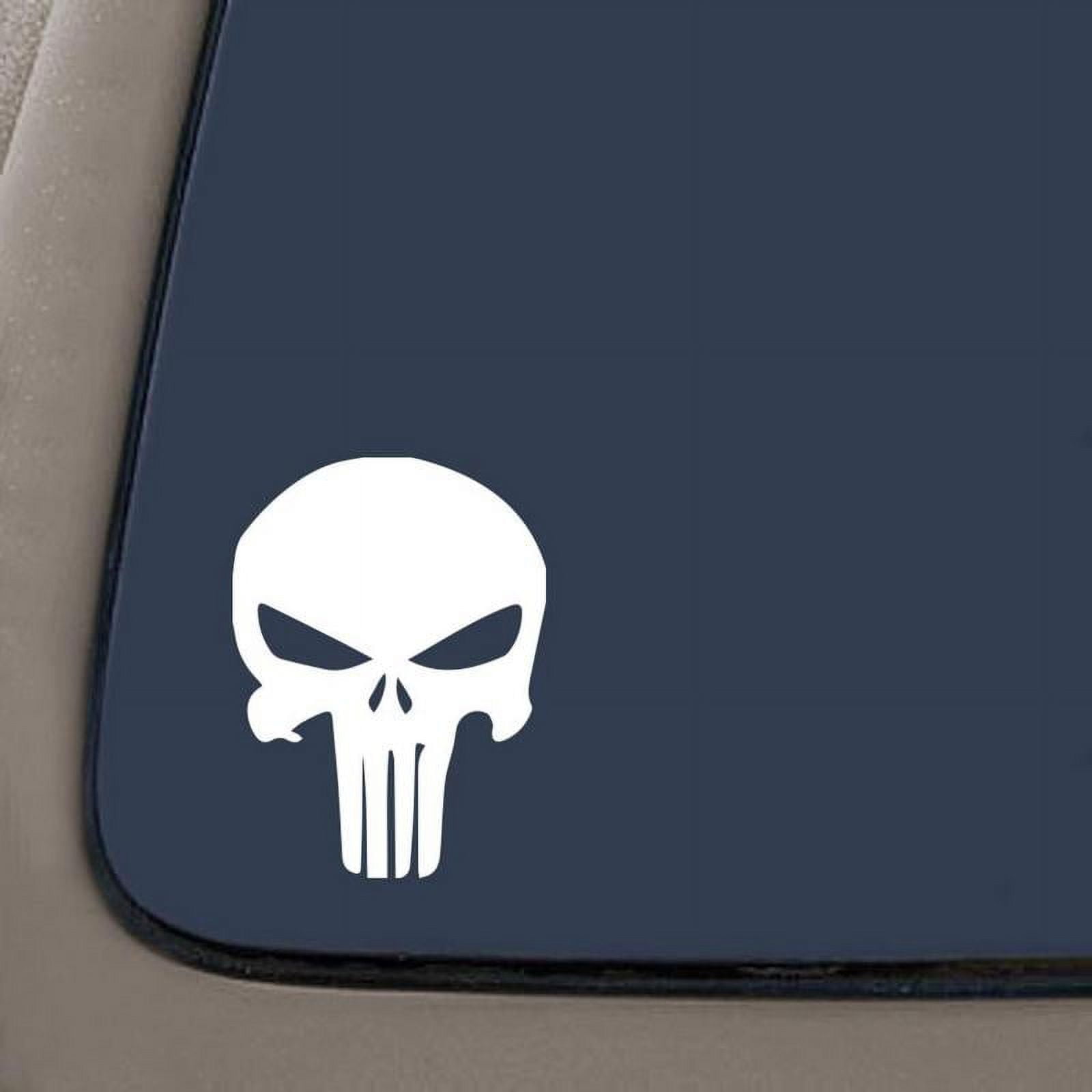 Punisher Skull Car Window Vinyl Decal Sticker | 4" Tall | White Vinyl ...