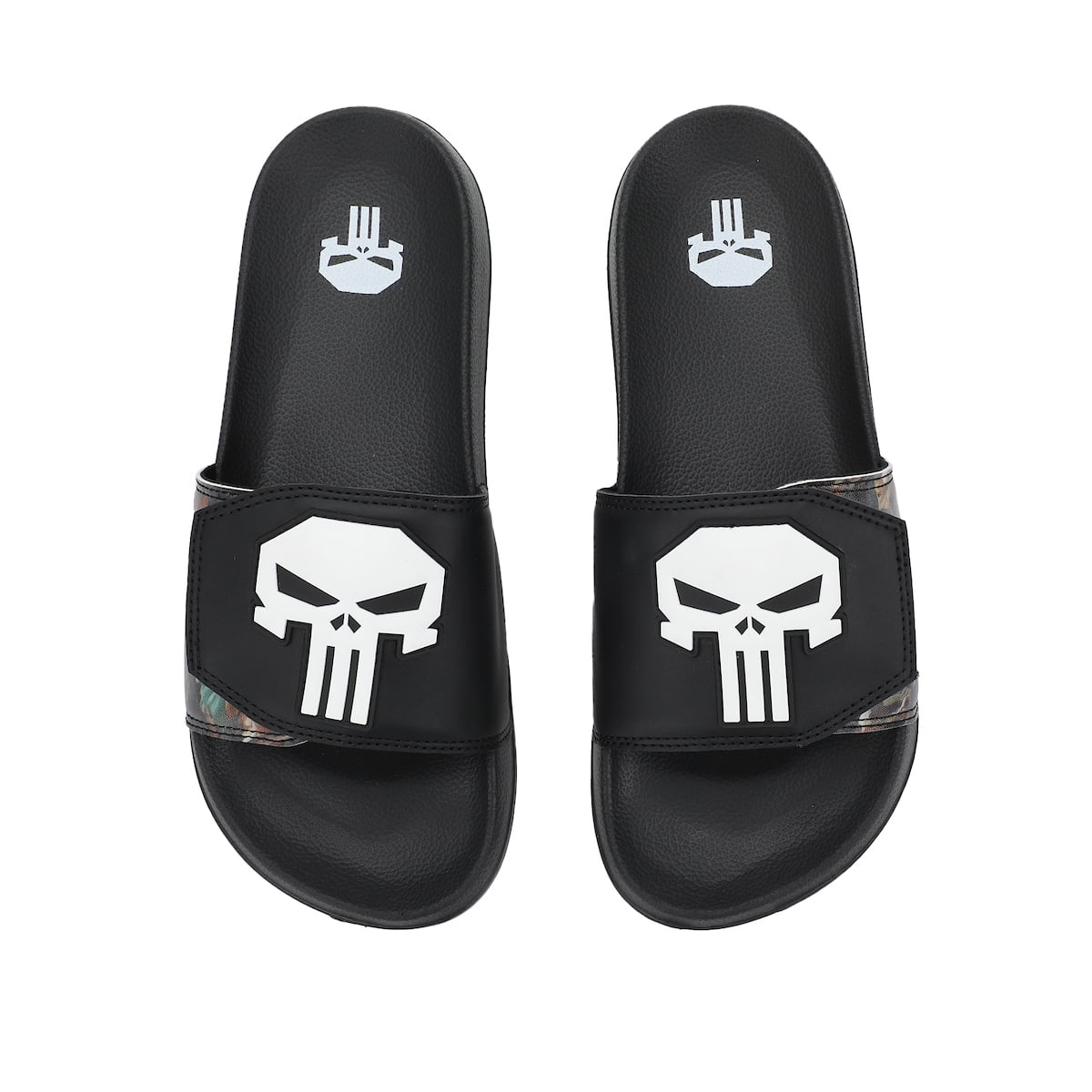 Punisher Skull Logo Adult Black Velcro Athletic Slide Sandals-Medium ...