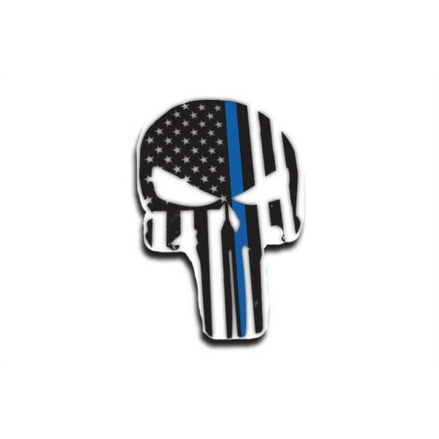 Punisher Thin Blue Line American Flag Sticker - 4 x 6 Inches - Walmart.com