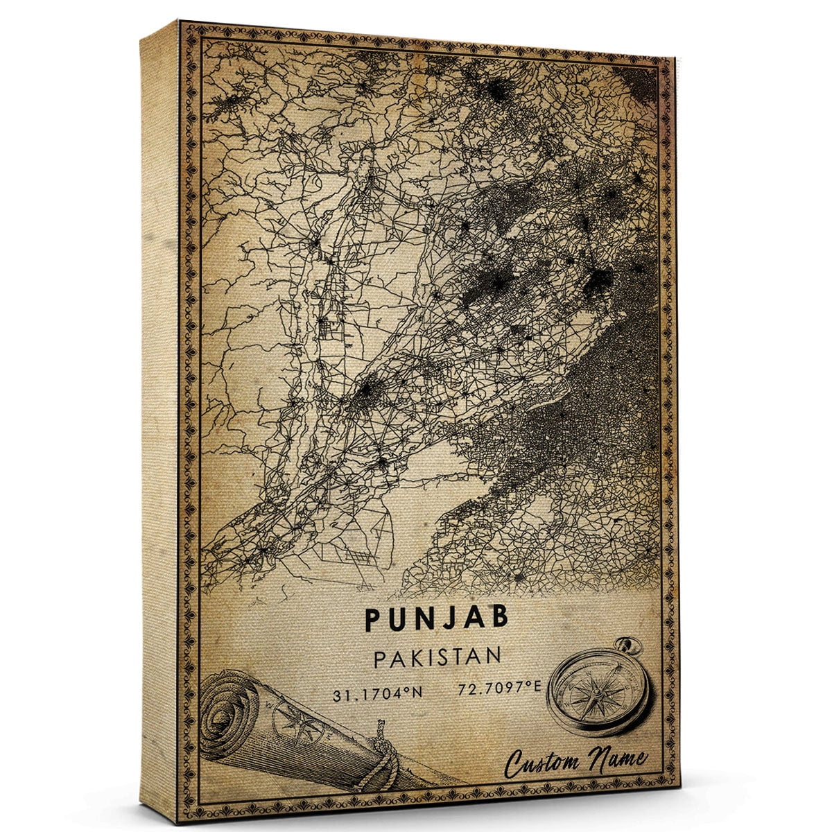 Punjab Map Poster, Pakistan Map Art Poster, Canvas, Punjab Map City ...