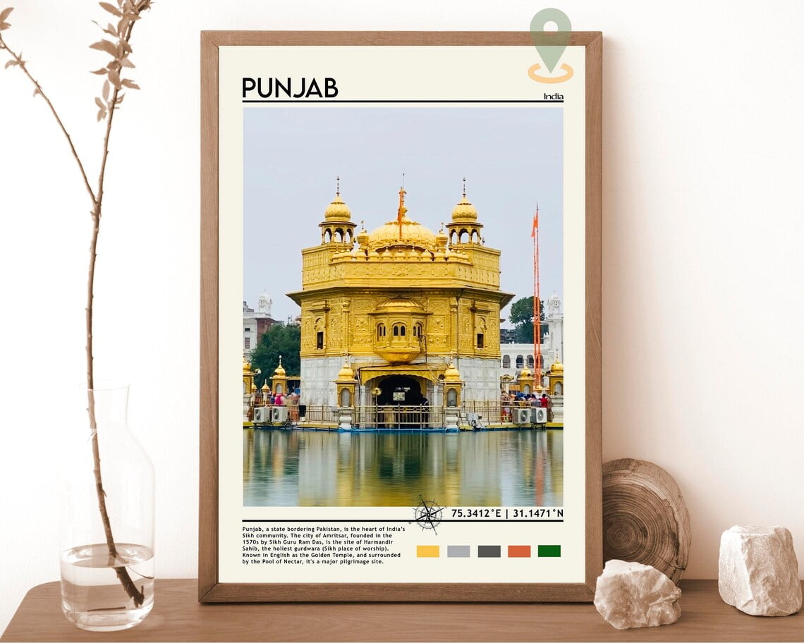 Punjab Print, Vintage Poster, Punjab Wall Art, Punjab Poster, Punjab ...