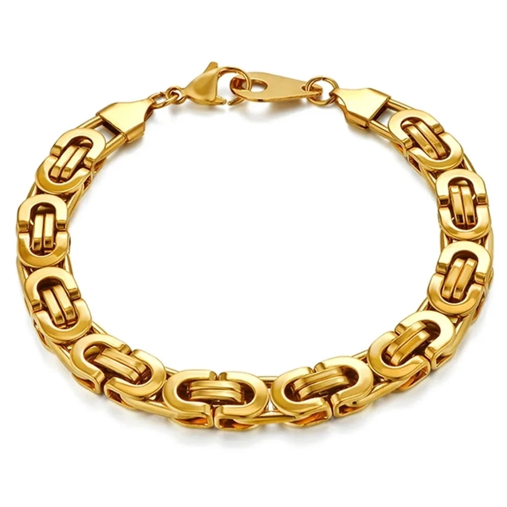 Punk 8mm Byzantine Chain Link Bracelet Male 21cm Gold Silver Color ...
