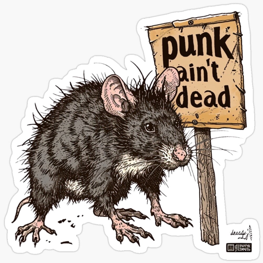 Punk Ain'T Dead Punk Rat Glossy Stickerphone Decal Water Bottle ...