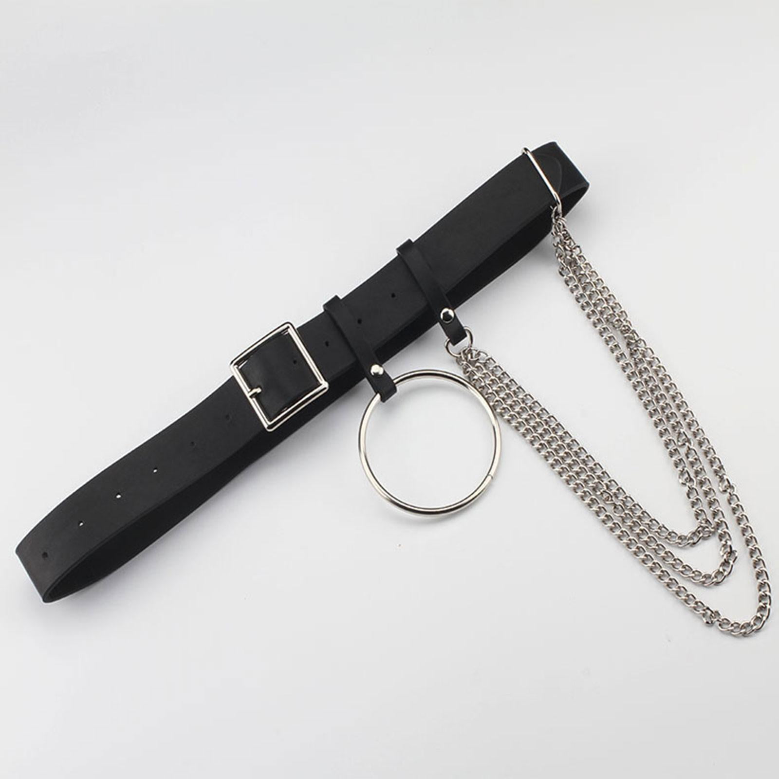 Punk Belt Rock Belt with Large Rings for Women and Girls Single Prong ...