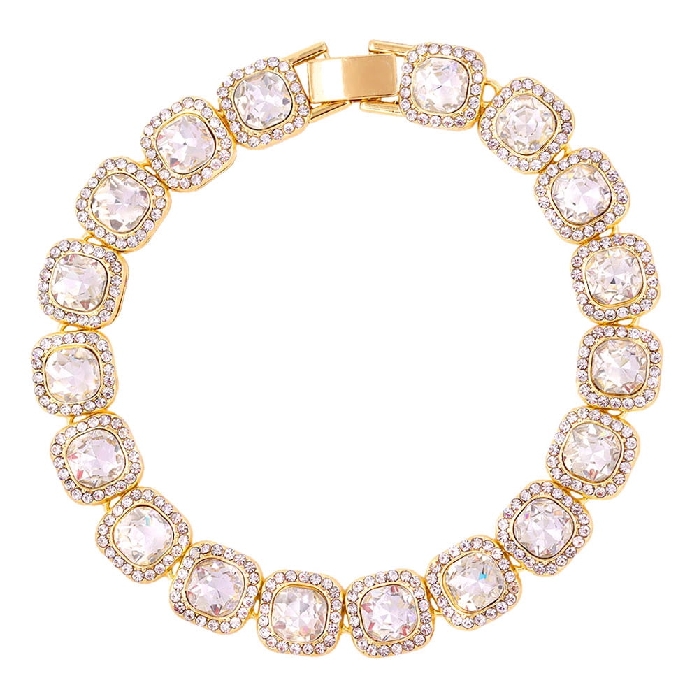 Punk Bling Big Square Crystal Tennis Chain Necklace for Women Men Hip ...