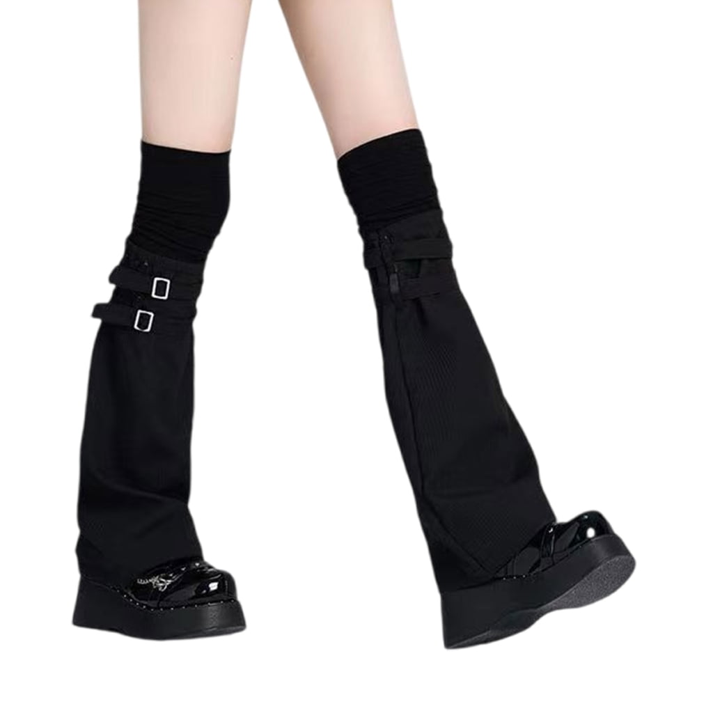 Punk Buckled Leg Sleeve for Women Teen Girl Flared Wide Leg Warmers ...