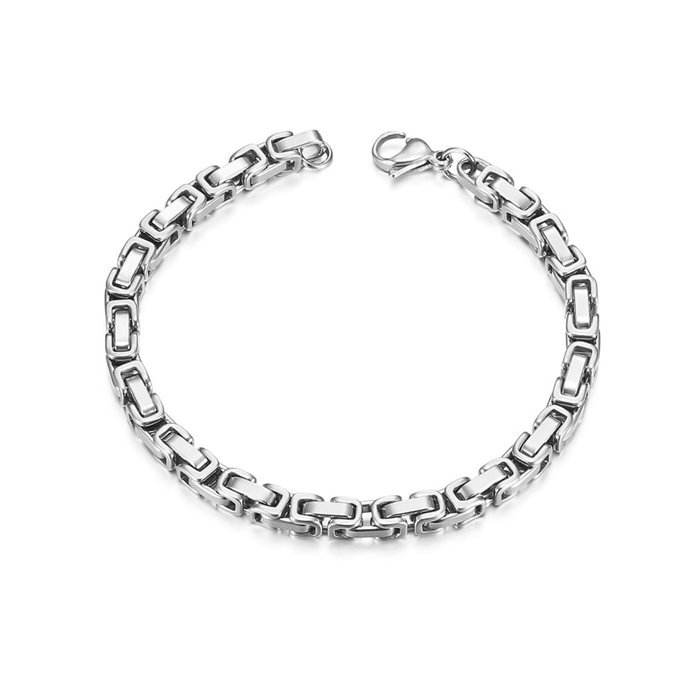 Punk Byzantine Chain Bracelet Wholesale Braslet 5mm 14K White Gold Hand ...