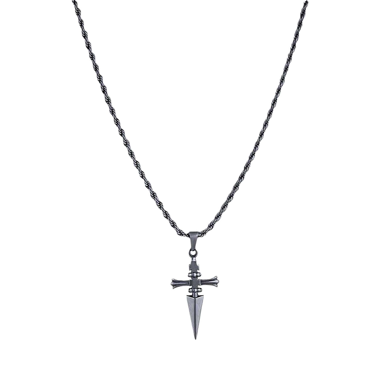 Punk Dagger Pendant Necklace - Gothic Sword Chain Jewelry for Men ...