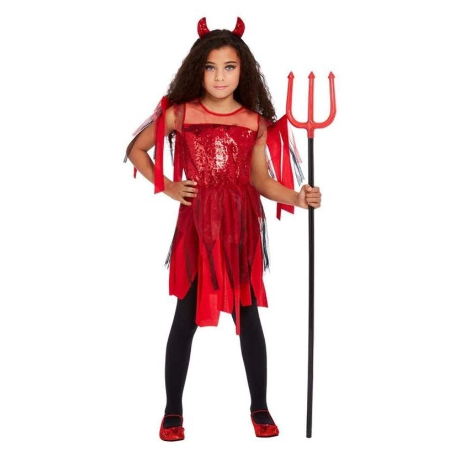 Punk Devil Costume Halloween Child Fancy Dress Small Female Kids Red ...