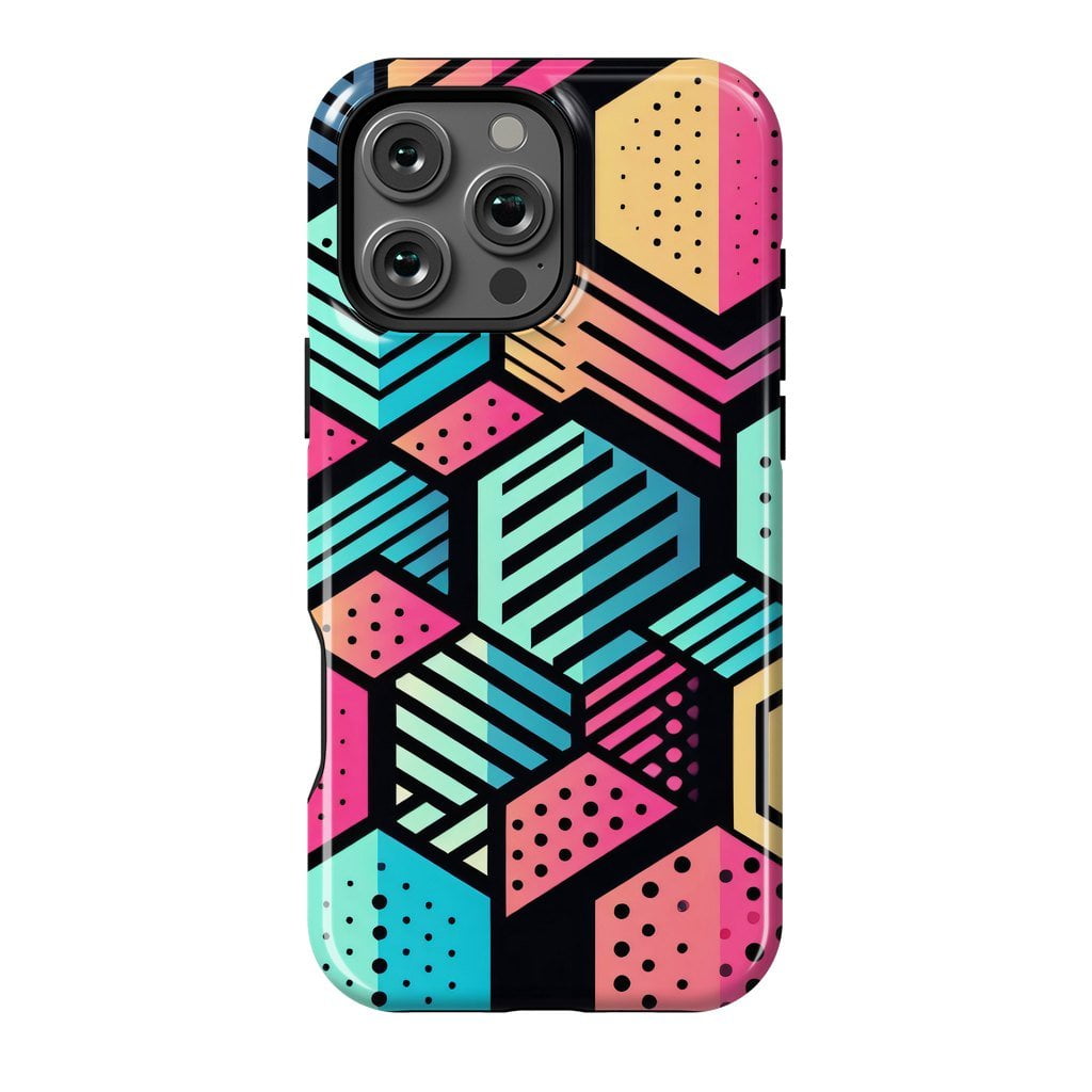 Punk Exagons Tough Case Edgy Geometric for Your iPhone 11-17 Series ...