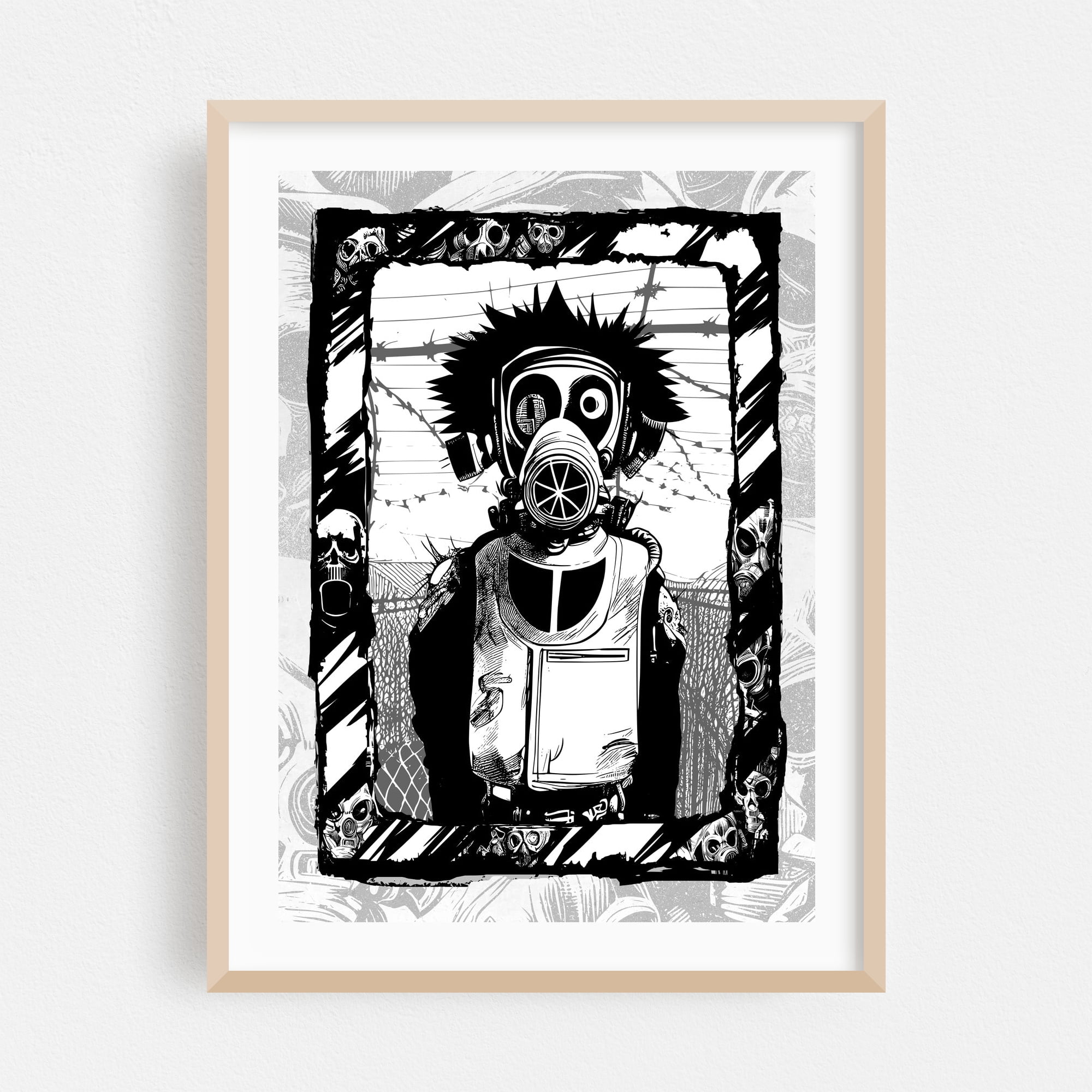 Punk Gasmask. Episode 15 - Illustration Black and White Surrealism ...