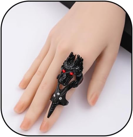Punk Gothic Dragon Head Armour Knuckle Finger Rings,Rock Dragon Head ...