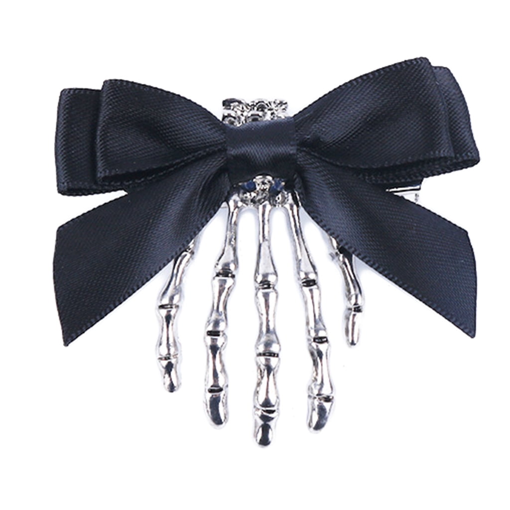 Punk Gothic Duckbill Clips Skeleton Hand Bone Hair Side Clips Halloween ...