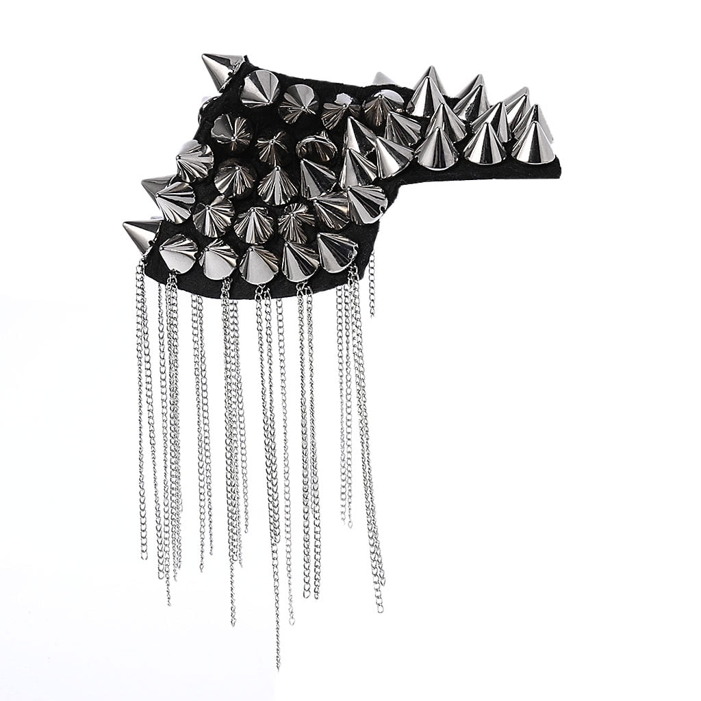 Punk Gothic Tassel Stud Rivet Pin Brooch Epaulette Shoulder Mark Board ...