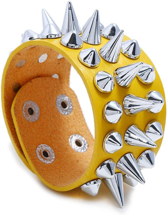 Punk Gothic Tine Spike Rivet Bracelets Adjustable Studded Buckle Cuff ...