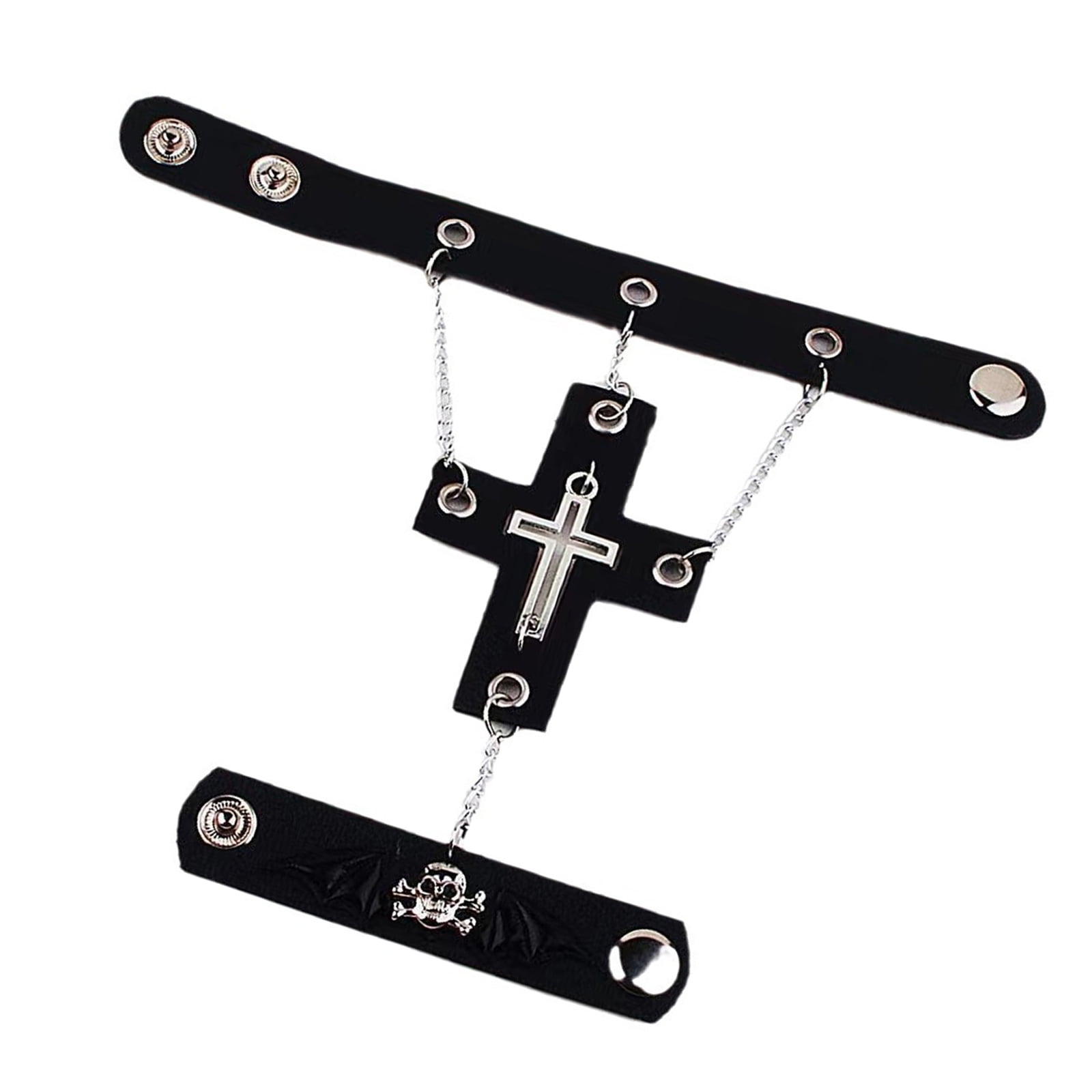 Punk Gotik Rivets Studded Hand Chain Leather Link Chain with Finger ...