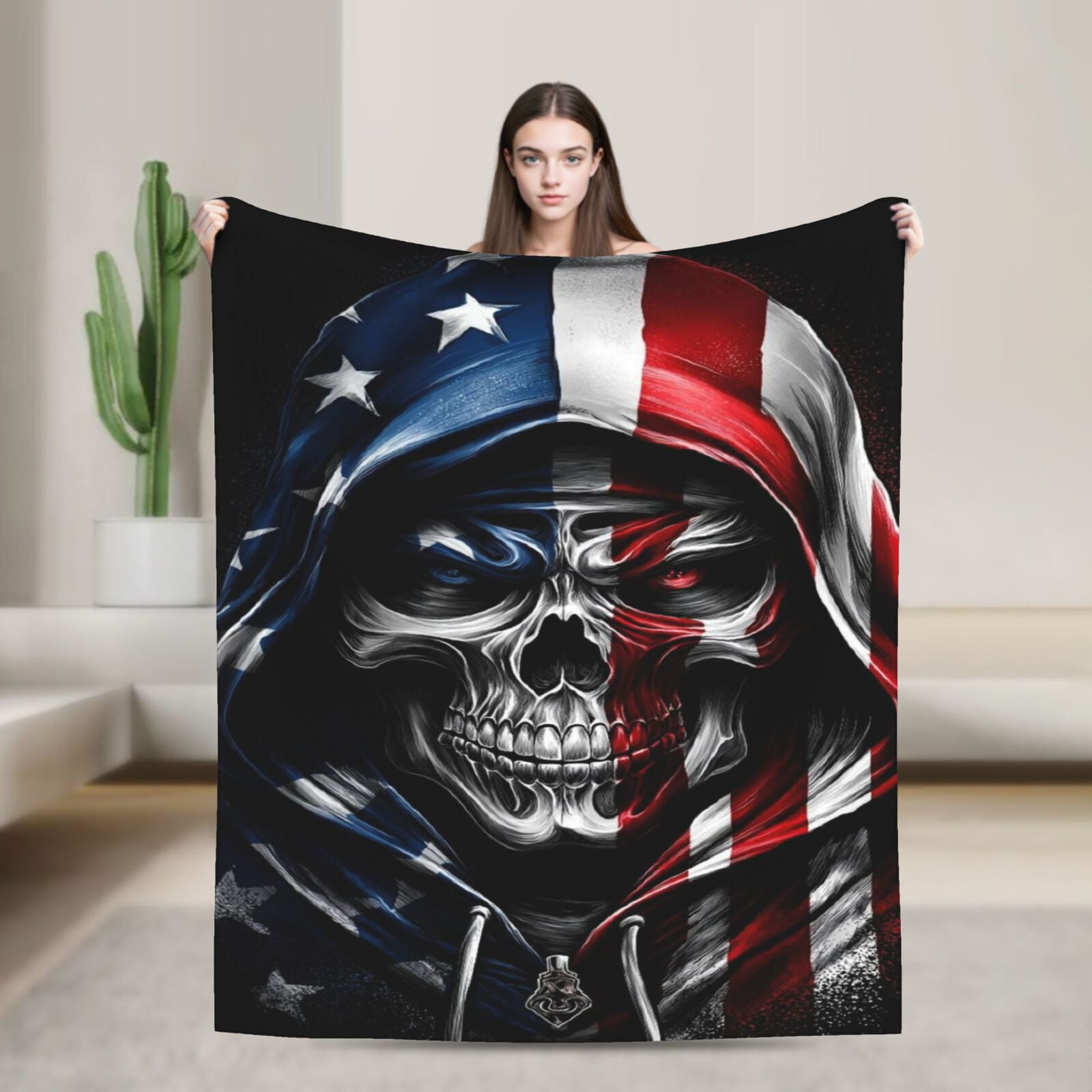 Punk Graffiti Skull Blanket - Halloween Decorations Punk Fashion Style ...