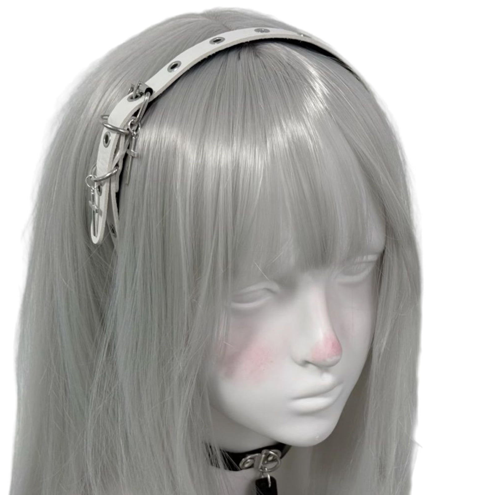 Punk Grommet Crosses Design Leather Headband For Women Daily Use ...