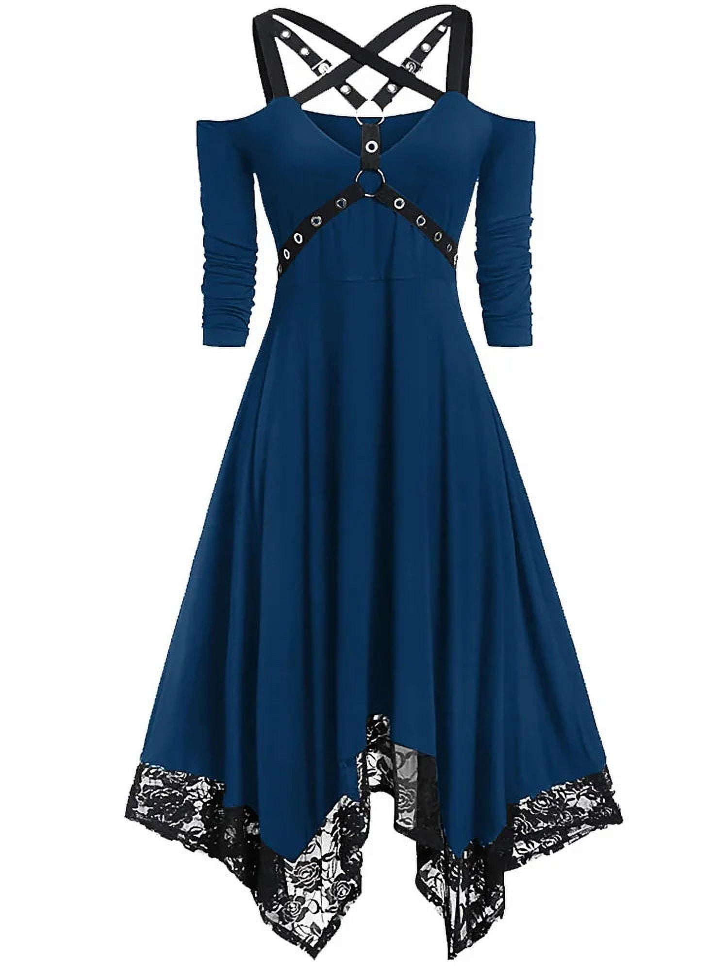 Punk Grunge Sexy Vintage Corset Dress Women Gothic Lace Patchwork ...