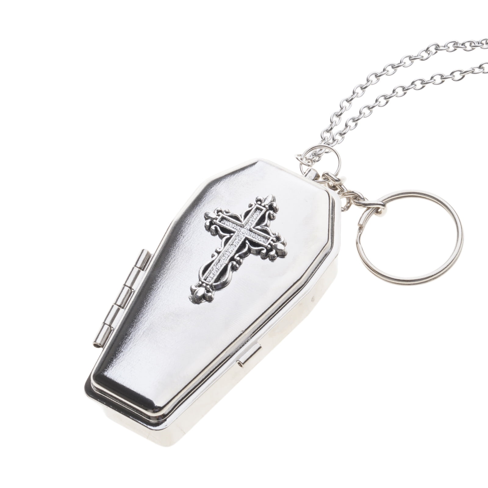 Punk Inspired Coffin Keychain Openable Pendant Necklace Metal Texture ...