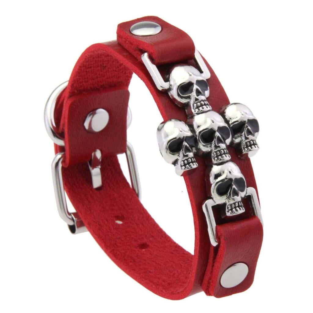 Punk Inspired Skeleton Hand Cuff Bracelet Textured PU1eatherWristband ...