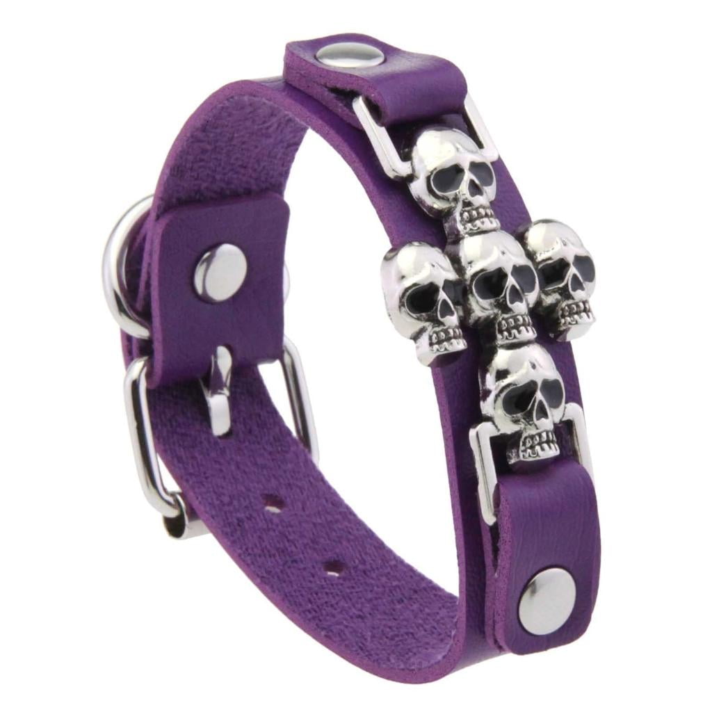 Punk Inspired Skeleton Hand Cuff Bracelet Textured PU1eatherWristband ...