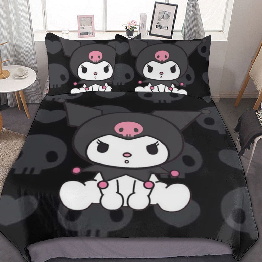 Punk Kuromi Bedding Sets Cute Bed Cover Anime Cartoon 3D Printed ...