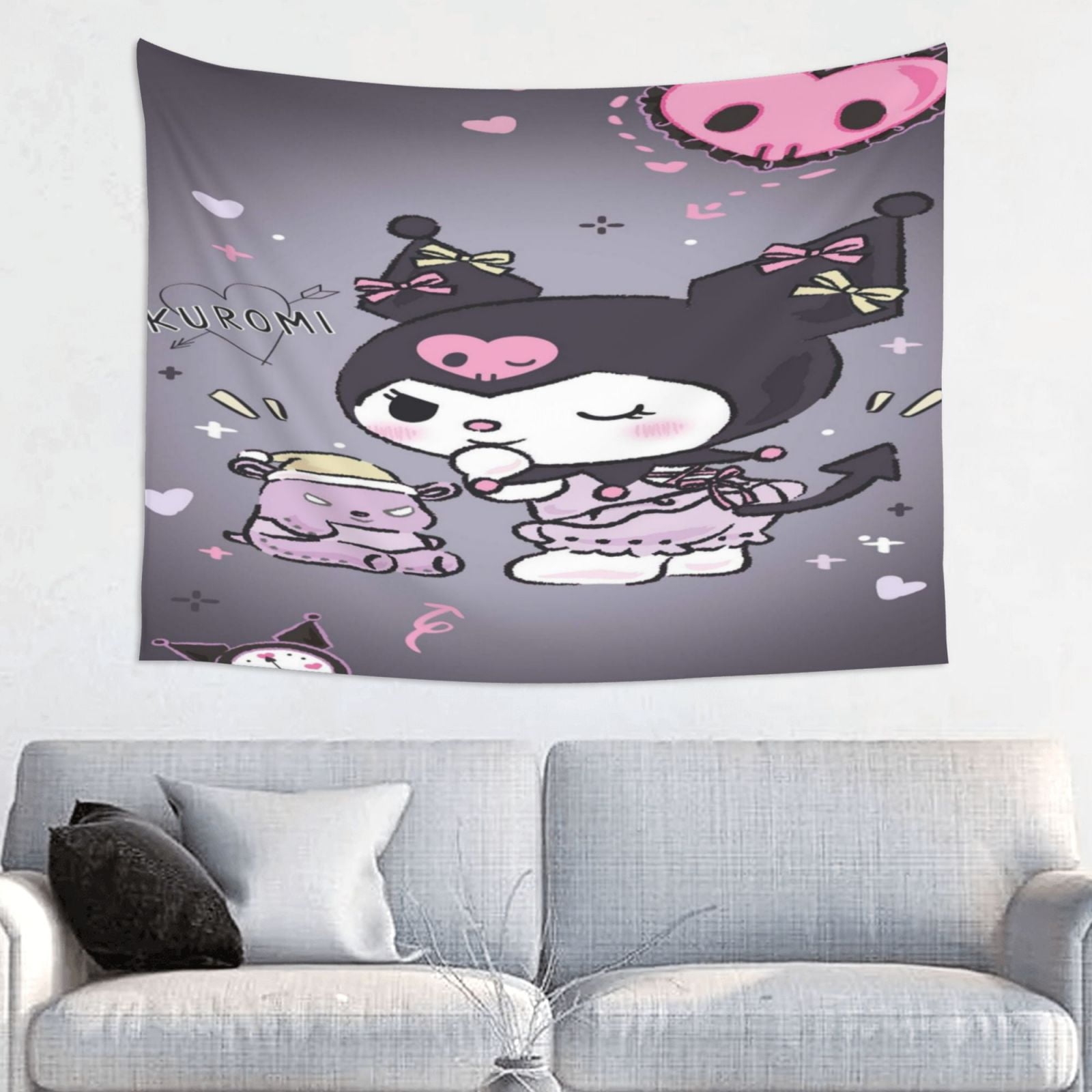 Punk Kuromi Wall Tapestry Cartoon Poster for Bedroom Aesthetics Funny ...