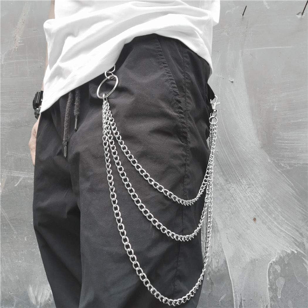 Punk Layered Pants Chain Belt Silver Y2k Layered Wallet Jean Chains for ...
