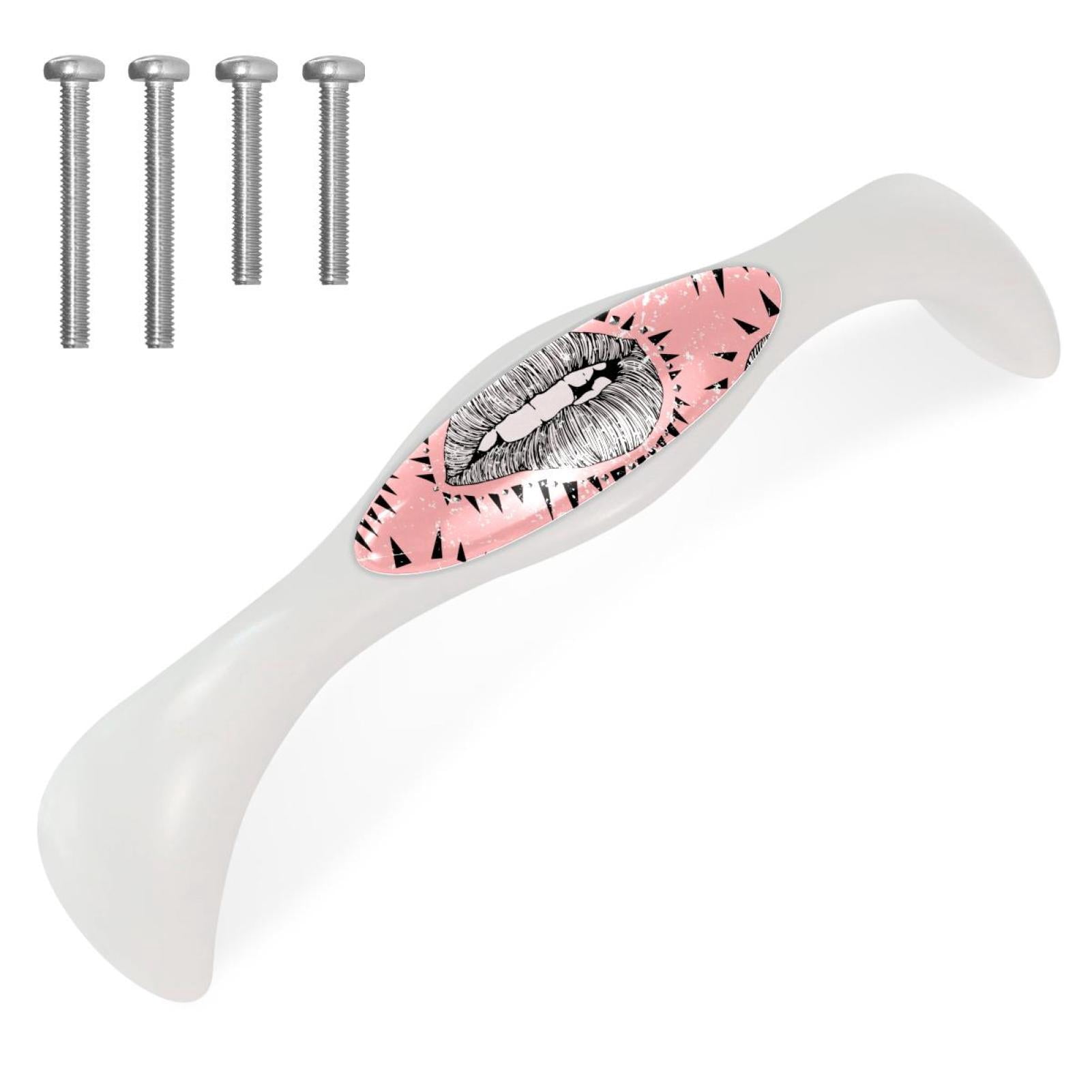 Punk Lips with Spikes Knob 4 Pack Arched Drawer Pulls Crystal Glass ...