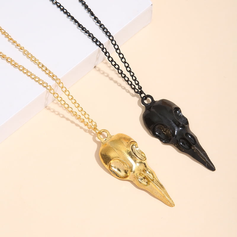 Punk Metal Crow Skull Necklace Gothic 3D Animal Raven Bird Skull ...